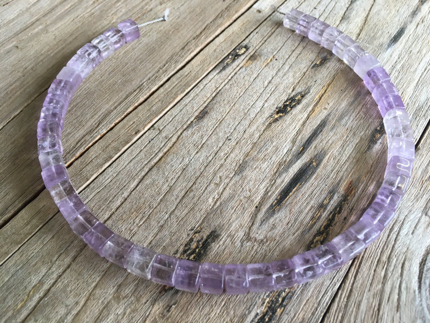 AMETHYST KETTENSTRANG WÜRFEL 8 x 8 x 8mm / LÄNGE 35,5cm (Neu und ...