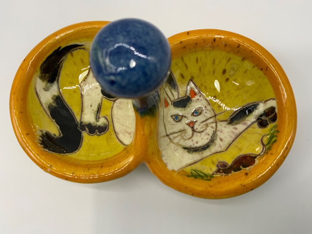 Keramik Doppelschale mit Katze und Maus (Gebraucht) in Erlach für CHF 25 – mit Lieferung auf ...