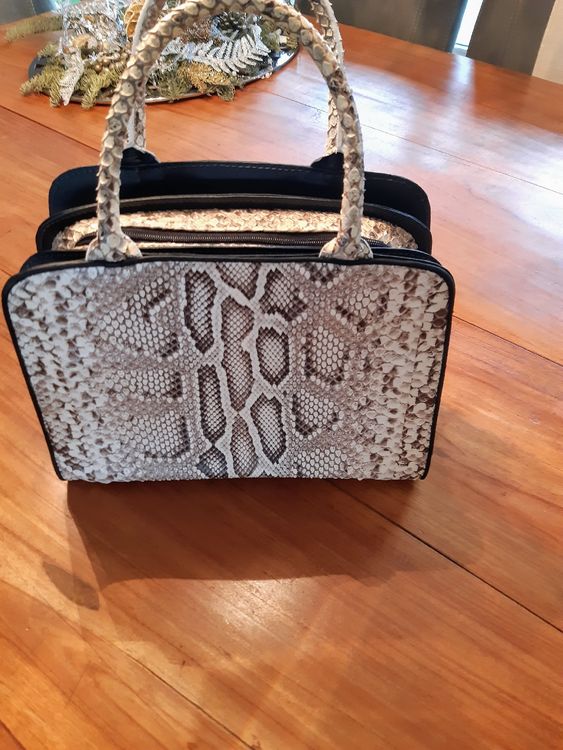 Elegante Echtleder Handtasche Schlangenleder Python Optik (Neu (gemäss ...