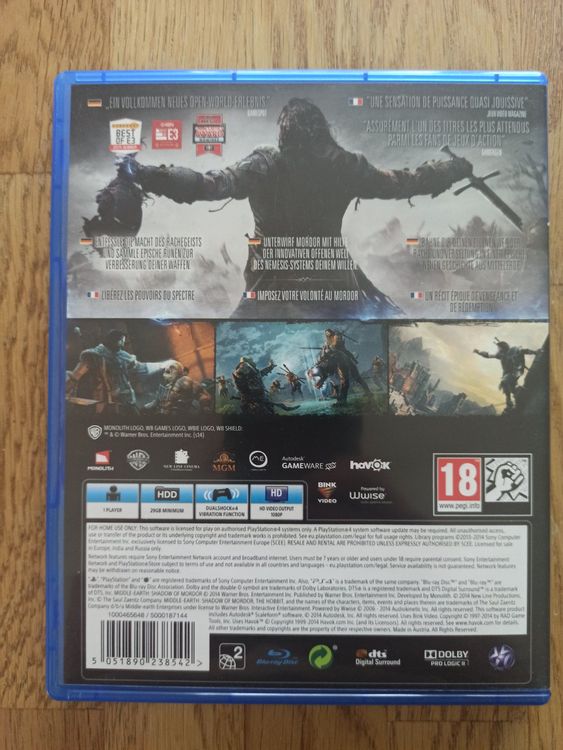 💿🎮📀Middle Earth Shadow of Mordor PS4 / PS5 💿🎮📀 (Gebraucht) in Oberweningen für CHF 5.95 – mit ...