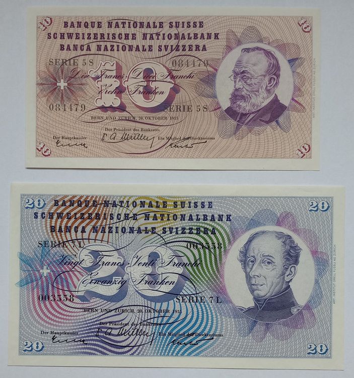 Schweizer Banknoten 5. Serie in ausgezeichnetem Zustand (D'occasion) à ...