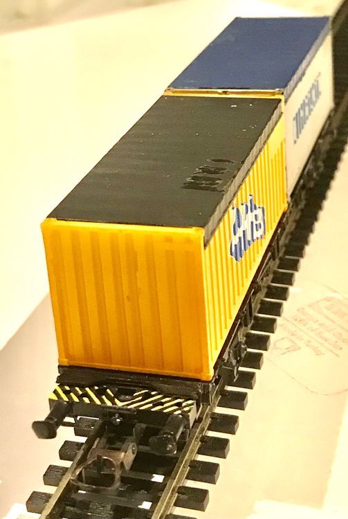 Containertragwagen H0 DC Roco mit 2 Containern | Kaufen auf Ricardo