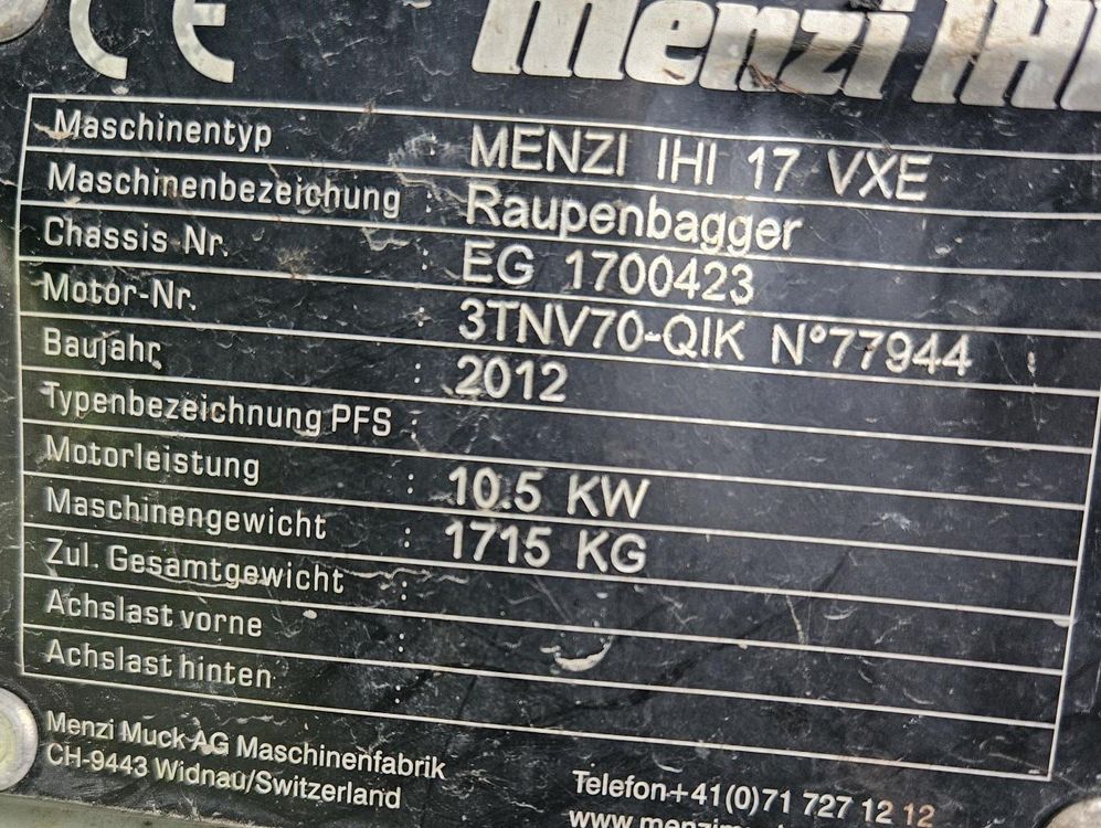Menzi Bagger Raupenbagger 1.7t mit Anhänger (Gebraucht) in Trimmis für ...