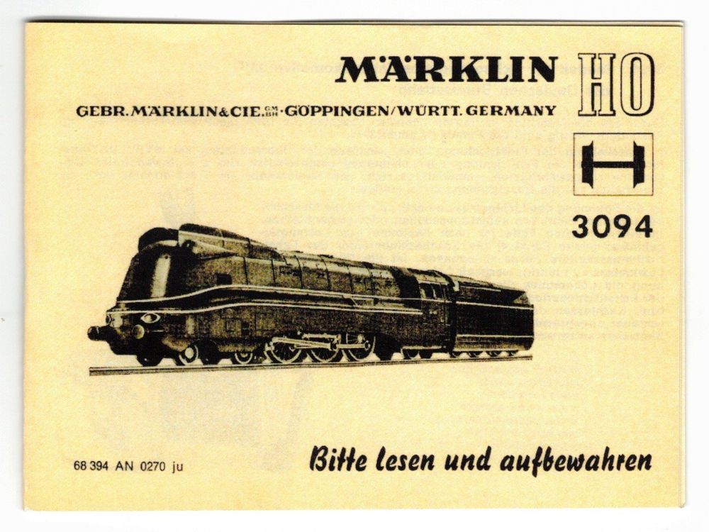 Märklin Betriebsanleitung 3094 (Gebraucht) in Frauenfeld für CHF 6 ...