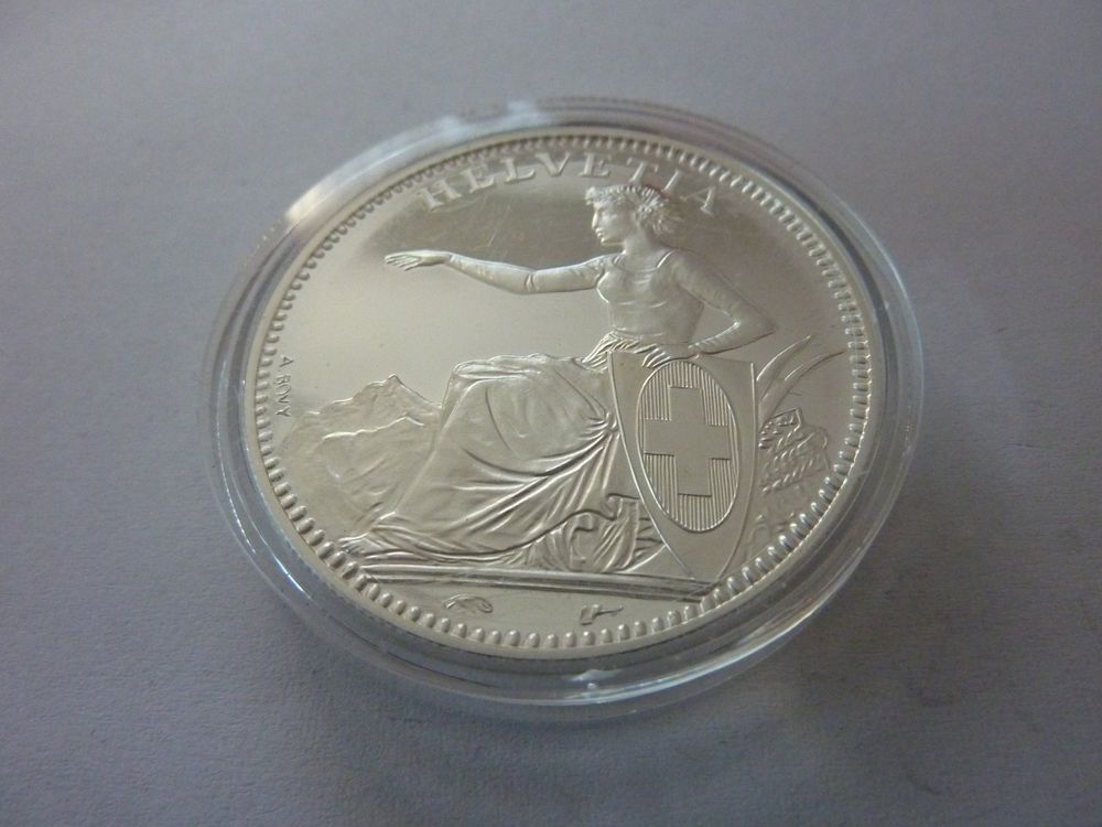 1 Unze - Silbermedaille : Sitzende Helvetia, Polierte Platte | Kaufen auf Ricardo