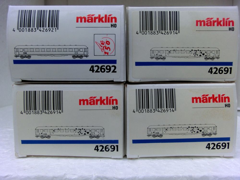 Märklin: 42692, 3 x 42691, Dänische Liegewagen (Neu (gemäss ...
