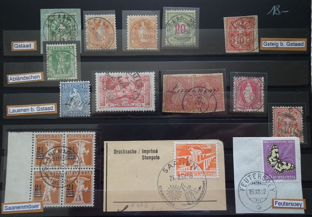 Schweiz, Diverses LOT mit Stempel von Gstaad bis Feutersoey (Gebraucht) in Kriens für CHF 6 ...