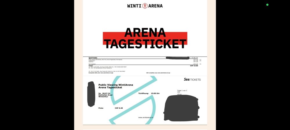 3x Winti Arena,1/4final, Tickets, Euro 2024 Schweiz vs Engl (Neu und ...