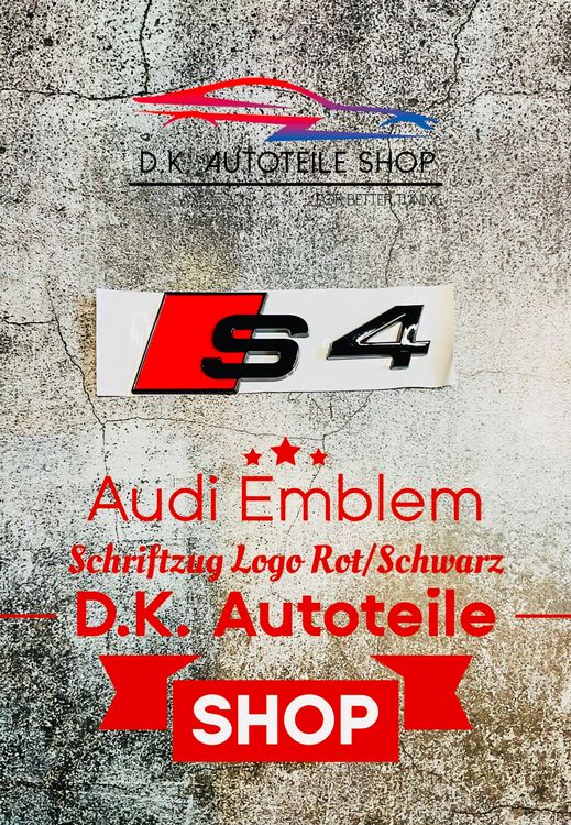 Audi S4 Emblem Schriftzug Logo NEU in Rot/Schwarz glänzend (Neu und ...