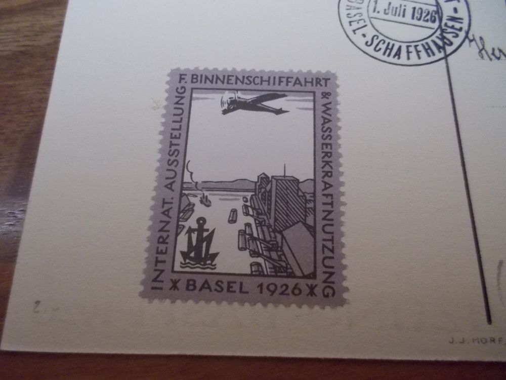 Karte 1. Flugpost Basel-Schaffhausen, 1926, + Vignette (Gebraucht) in Niederwil AG für CHF 4.6 ...