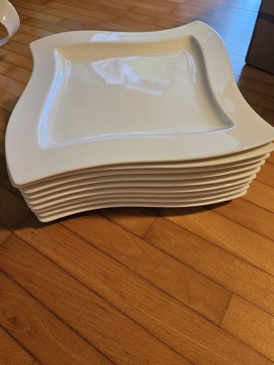 9x Villeroy & Boch Teller, weiss, geschwungen New Wave (Neu (gemäss ...
