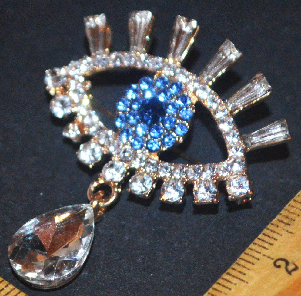 Brosche L-6402 – Auge – Strass – 3,5 x 4,5 cm (Neu und originalverpackt ...