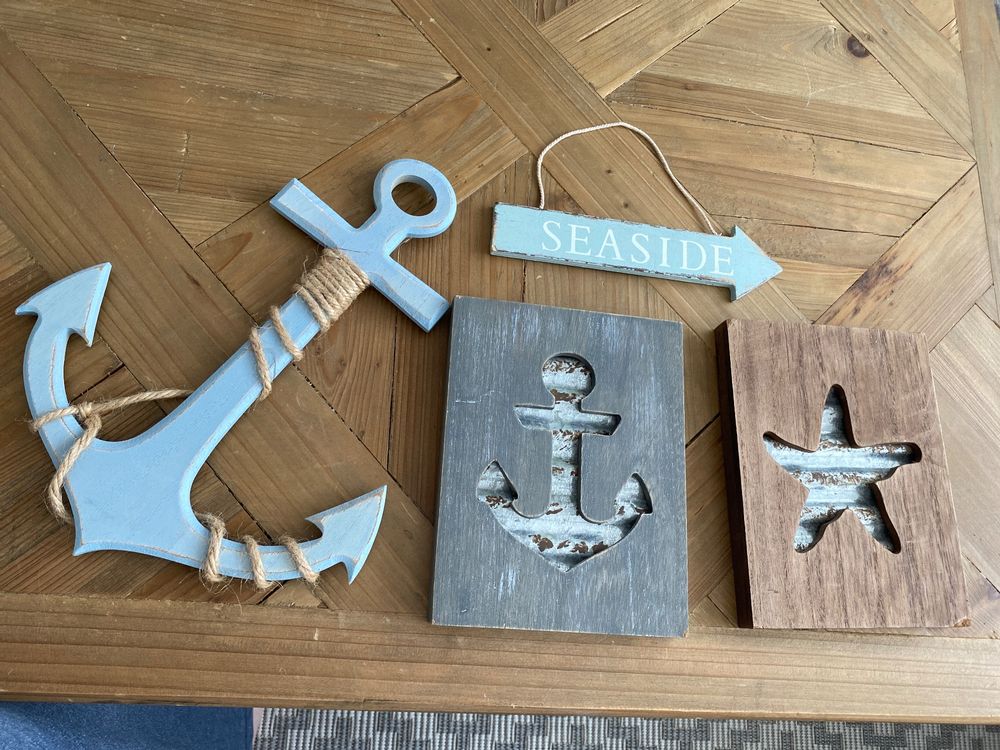 4er Set Wanddeko Shabby Chic Anker Seestern Holz | Kaufen auf Ricardo