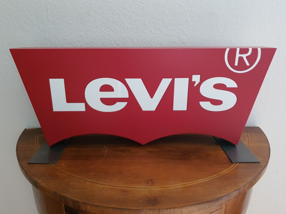 Reklameschild Levis Jeans Logo Werbung Retro Reklame Holz (Gebraucht ...