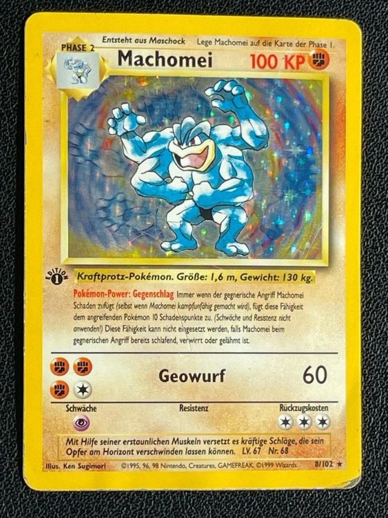 Machomei 8/102 Holo Rare Pokémon Base Set 1st. Edition (Neu (gemäss Beschreibung)) in Uster für ...