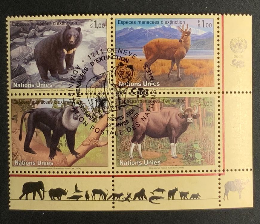 UNO Genf 2004 mit Ersttagsstempel. Tiere.Gefährd.Arten | Kaufen auf Ricardo UNO Genf 2004 mit Ersttagsstempel. Tiere.Gefährd.Arten | Kaufen auf Ricardo