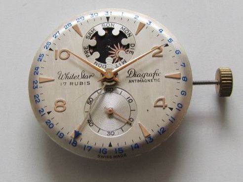 Diagrafic White Star with VENUS movement handwinding. NOS (Neu (gemäss ...
