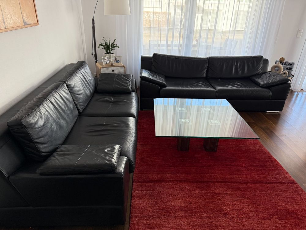 Lederlounge Ledercouch Ecksofa schwarz Sofa Set | Kaufen auf Ricardo