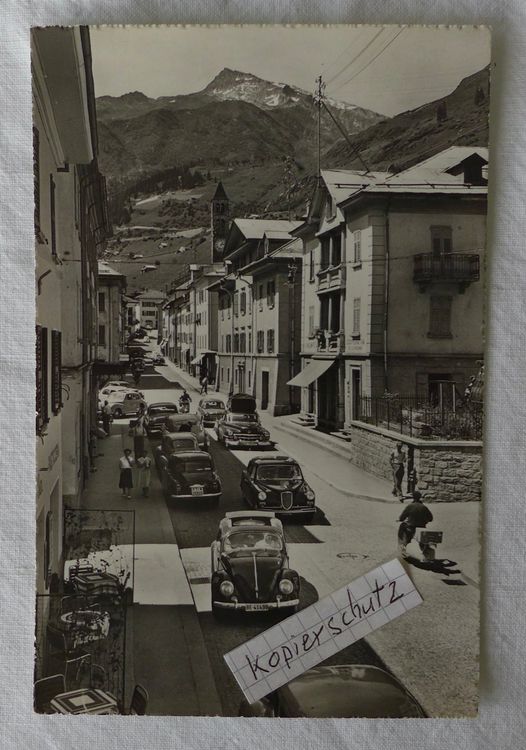 AK AIROLO TI, Via S. GOTTARDO, belebt, viele Oldtimer (Gebraucht) in Wallisellen für CHF 12 ...