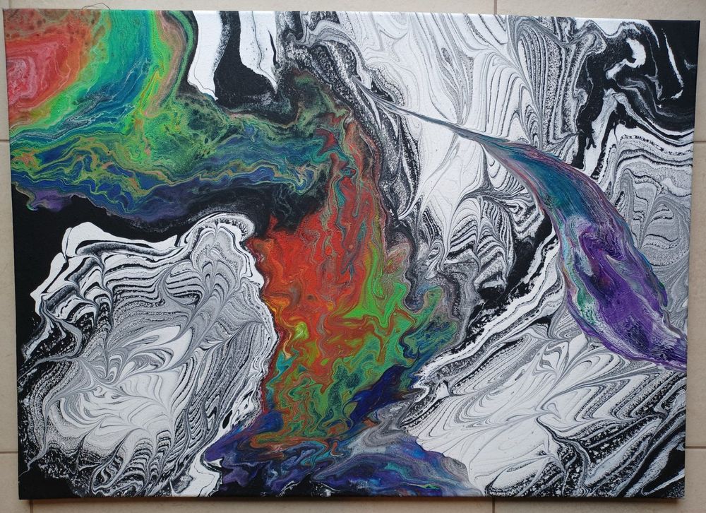 Acryl Pouring Lila Schwarz Weiss (Neu (gemäss Beschreibung)) in Montlingen für CHF 10 – nur ...