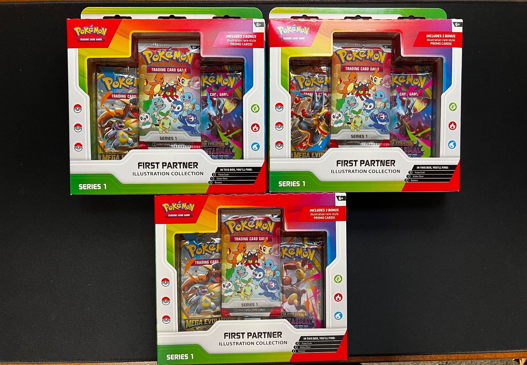 3x Pokémon First Partner Illustration Collection Series 1 EN (Neu und ...