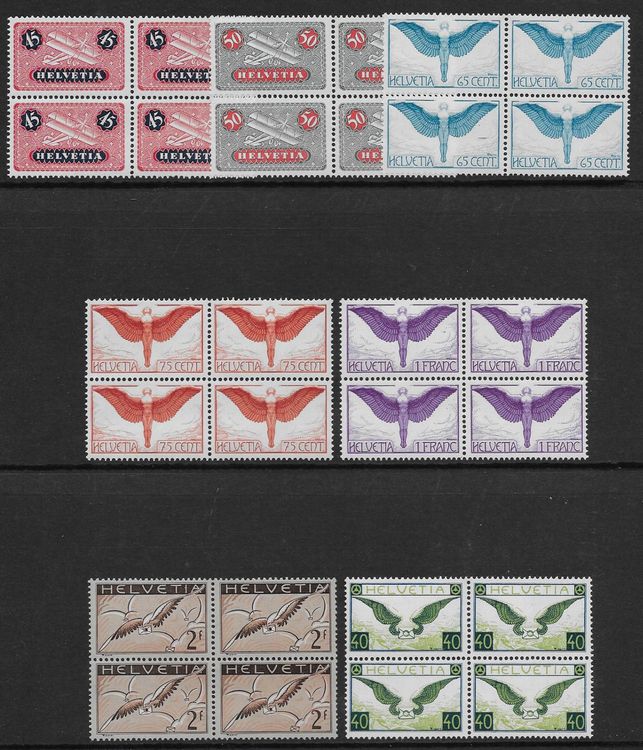 LOT 1933/37 Flugpost-Marken VIERERBLOCK ** SBK 1134.- ab 1.- (Neu (gemäss Beschreibung)) in ...