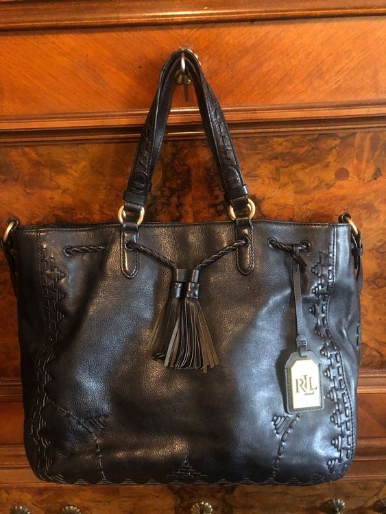 Ralph Lauren Leder Tasche mit Fransen, Shopper Tote Bag USA (Gebraucht ...