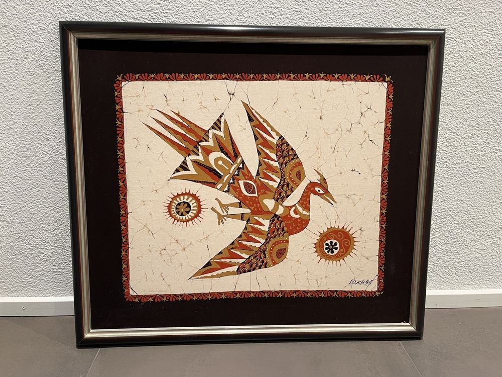 Batik Bild mit schönem Holzrahmen | Kaufen auf Ricardo
