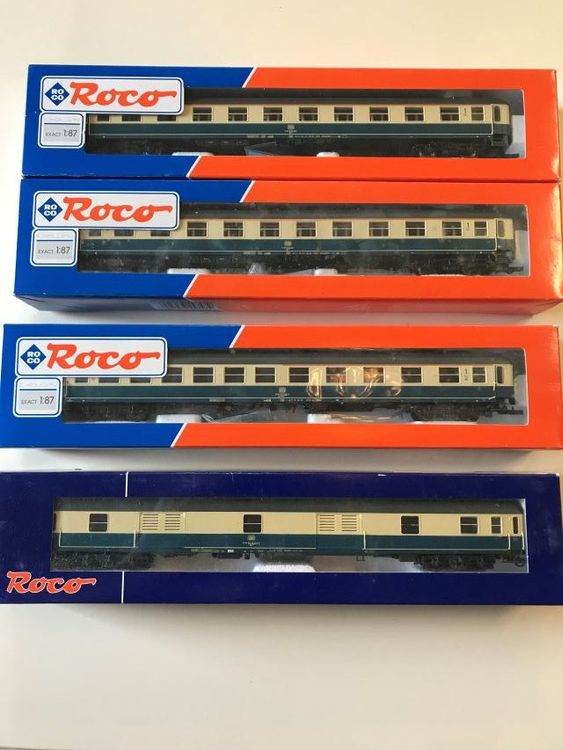 Modelleisenbahn H0 Roco DB 1.Kl./2.Kl. und Packwagen in OVP (Gebraucht ...