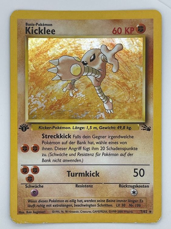 Kicklee 7/62 Holo Rare Pokémon Fossil 1.Edition (Neu (gemäss ...