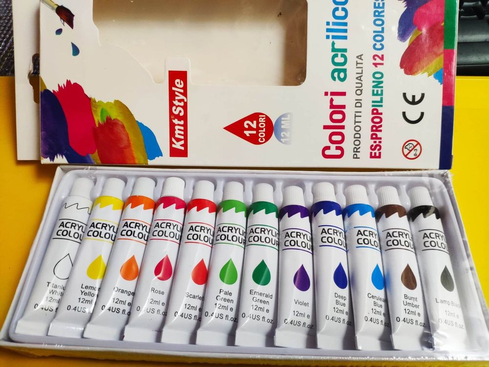 Set mit 12x12 ml Acrylfarben jeu de 12 peintures acryliques (Neuf avec emballage d'origine) à ...
