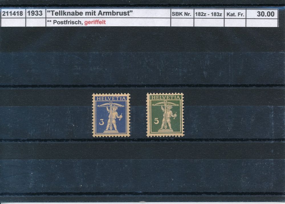 1933 Tellknabe mit Armbrust, Papier geriffelt | Kaufen auf Ricardo