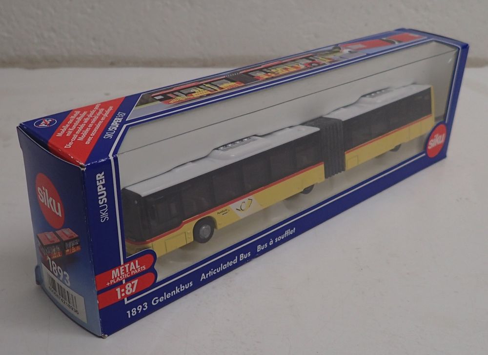 SIKU H0: POSTAUTO Gelenkbus/CAR POSTAL bus articulé Art.1893 (Neu ...