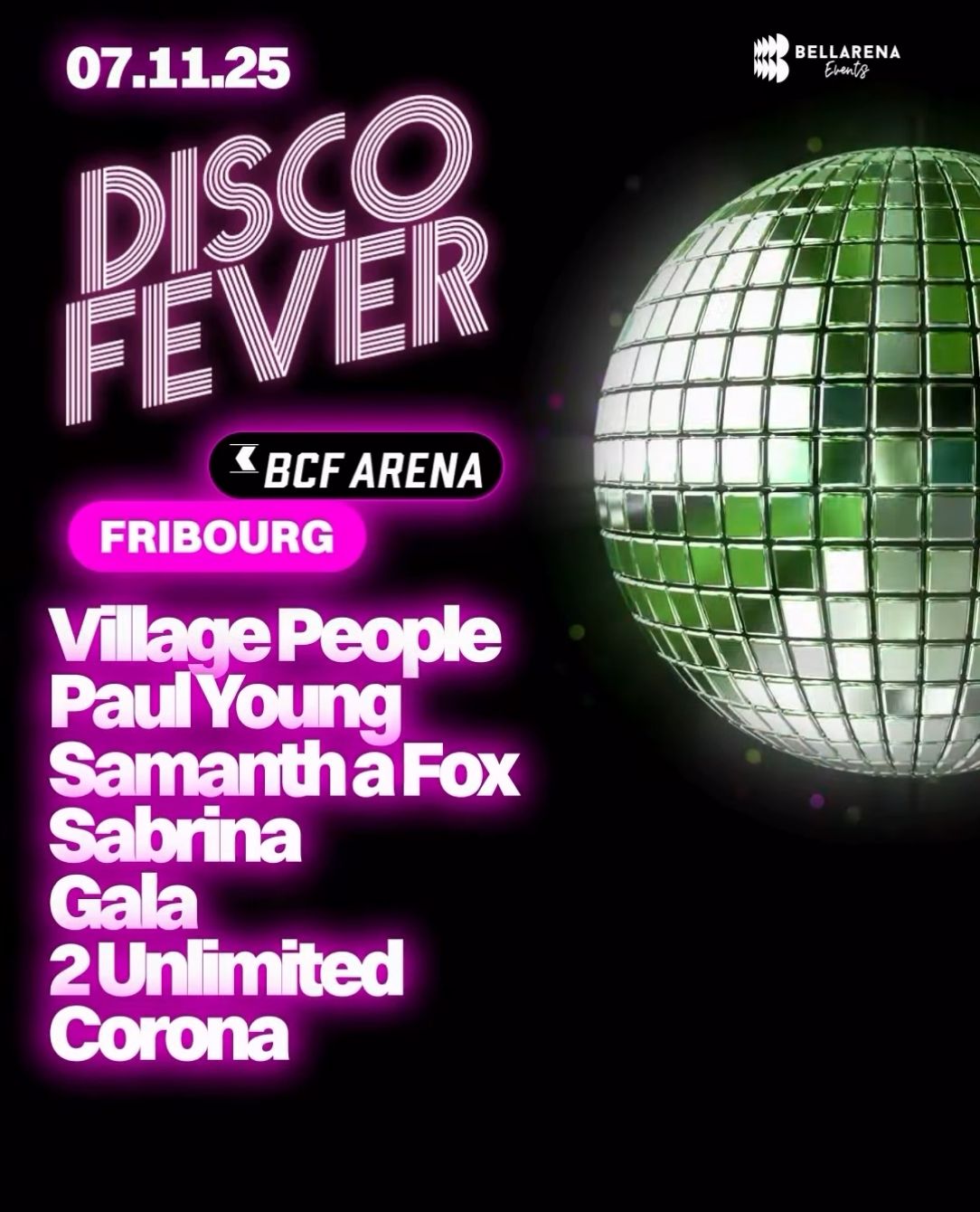 2x 1 billet pour Disco Fever, BCF Arena Fribourg, 7.11.2025 (Neuf avec ...