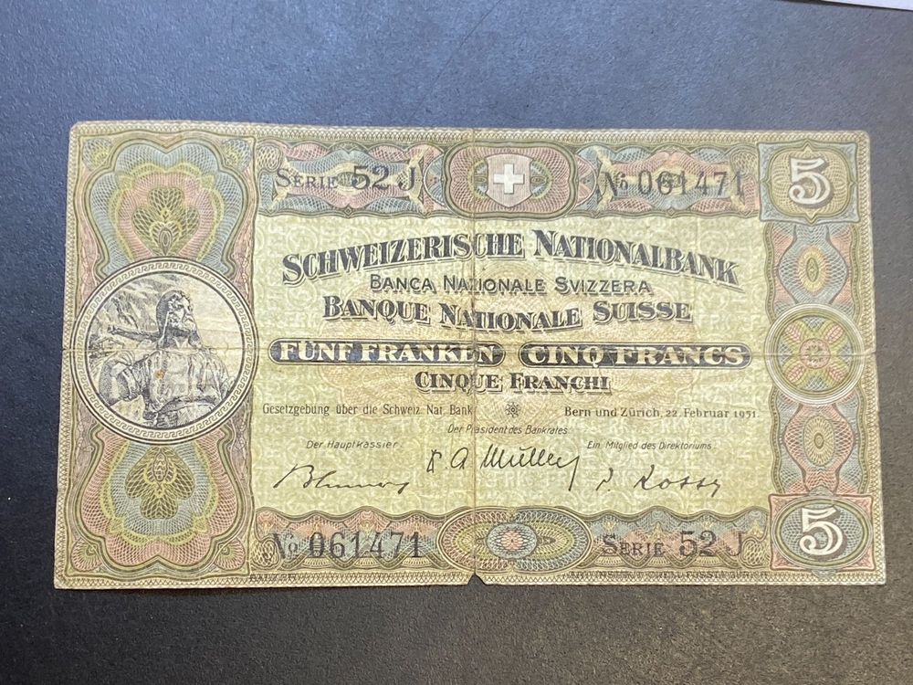 5 Fr.-Note Schweiz 1951 | Kaufen auf Ricardo