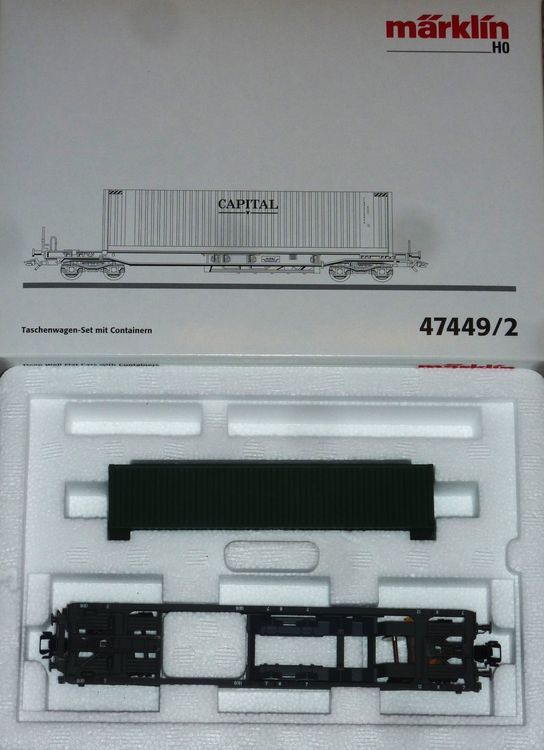 Märklin 47449/2 - 1 Tragwagen mit Container der SBB - Neu (Neu und ...