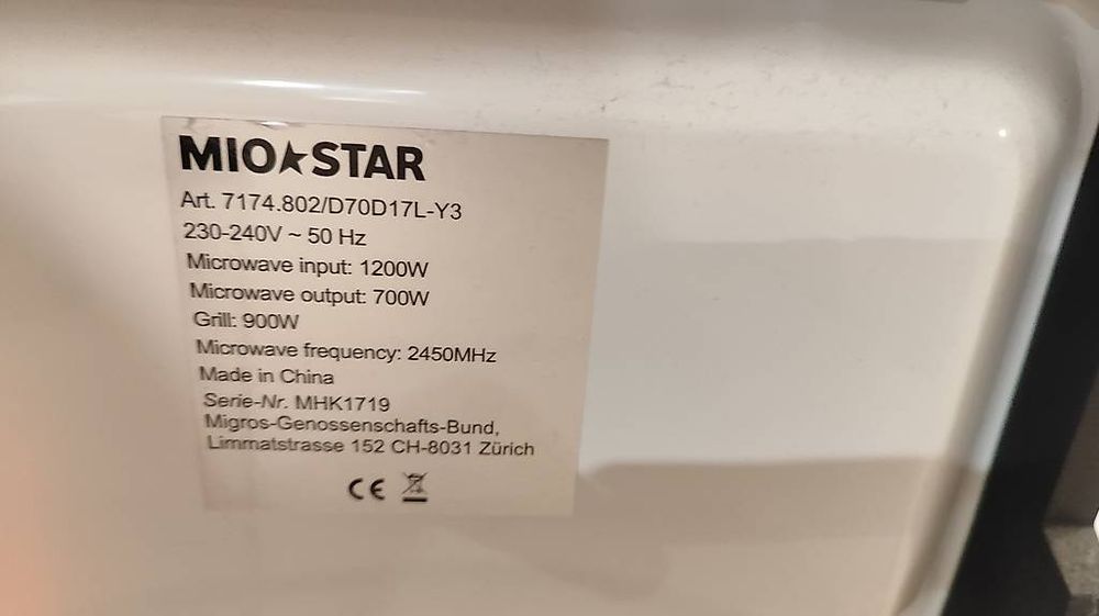 Mio Star Mikrowelle Wave 100 (Gebraucht) in Buochs für CHF 10 – nur ...