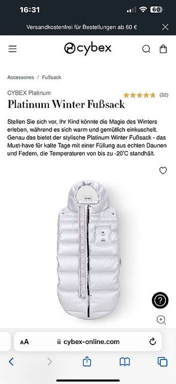 cybex winterfusssack tog6 neu in silber (Gebraucht) in Wettingen für ...