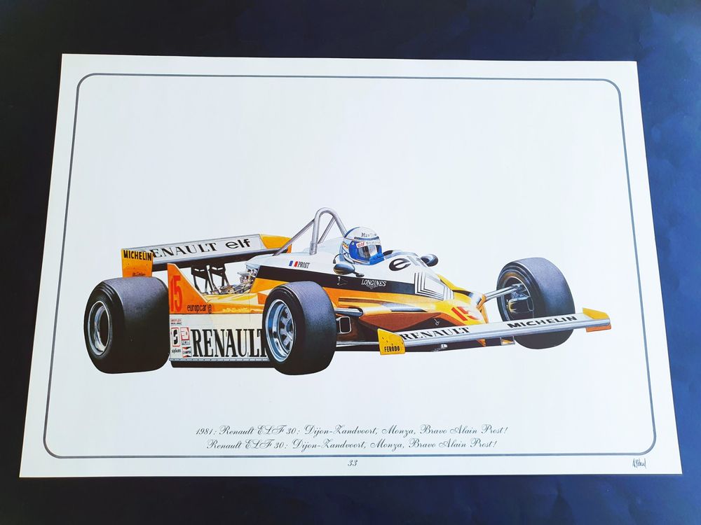 Poster Renault RE30, Formule 1, 1981, Alain Prost, R. Arnoux (Neuf ...