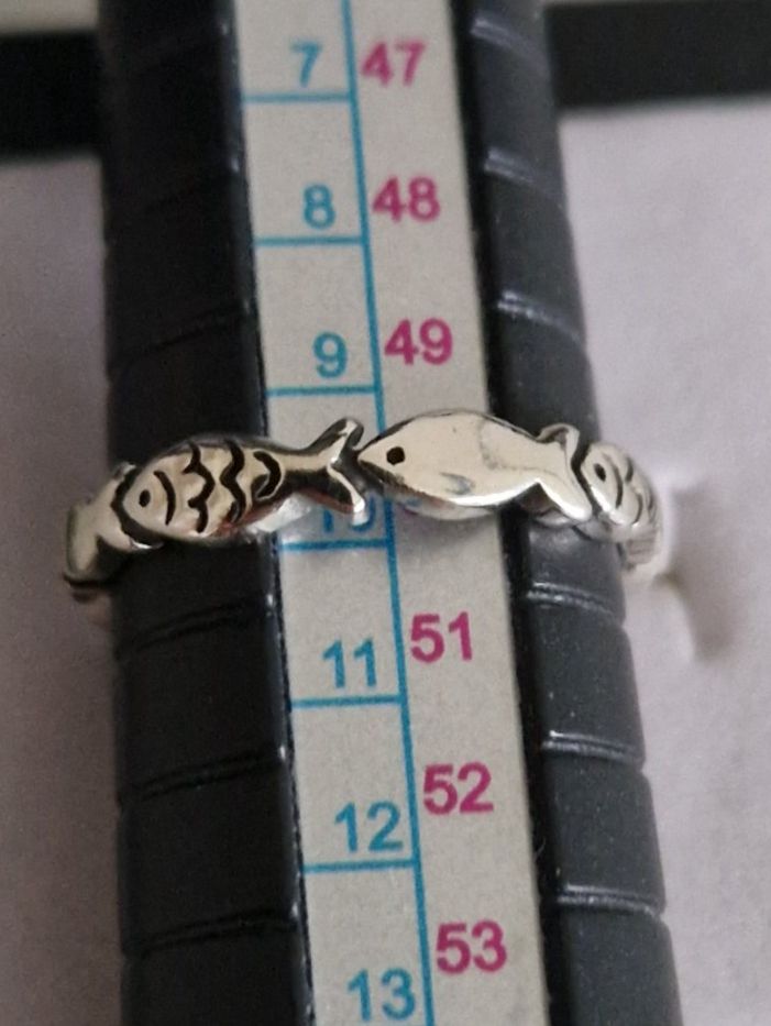 Bague originale en argent 925 avec motif de poissons🐟 T 50 (Neuf avec ...