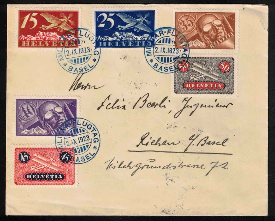 1923 Flugpost Brief "Militär Flugtag" mit guter Frankatur (Neu (gemäss Beschreibung)) in Nuglar ...