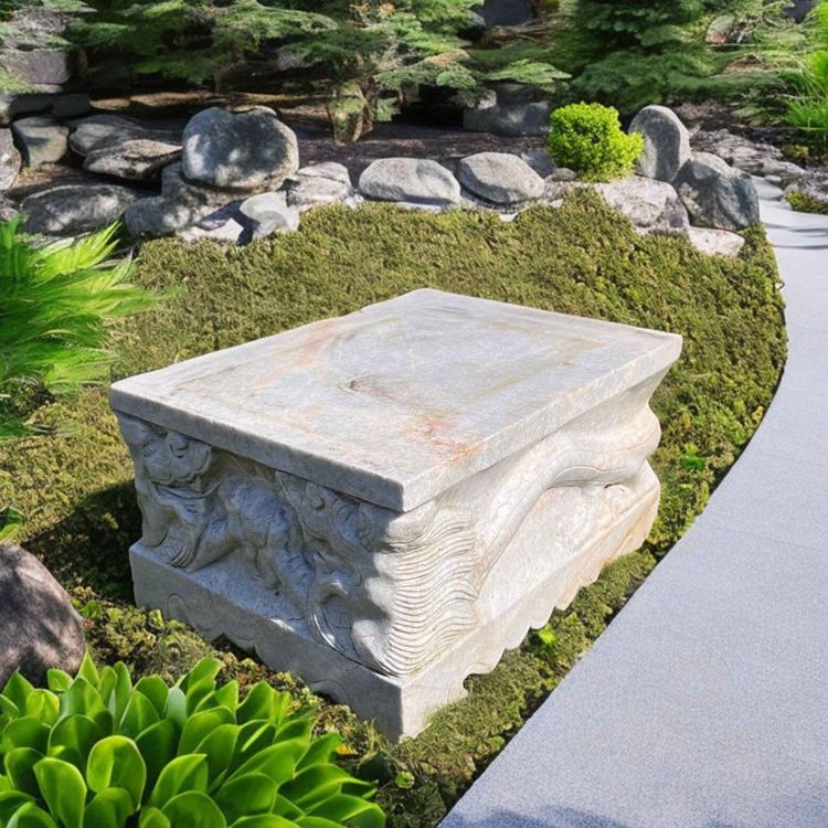 Gartenbank Postament Drachen Marmorstein Sockel China Garten (Gebraucht ...