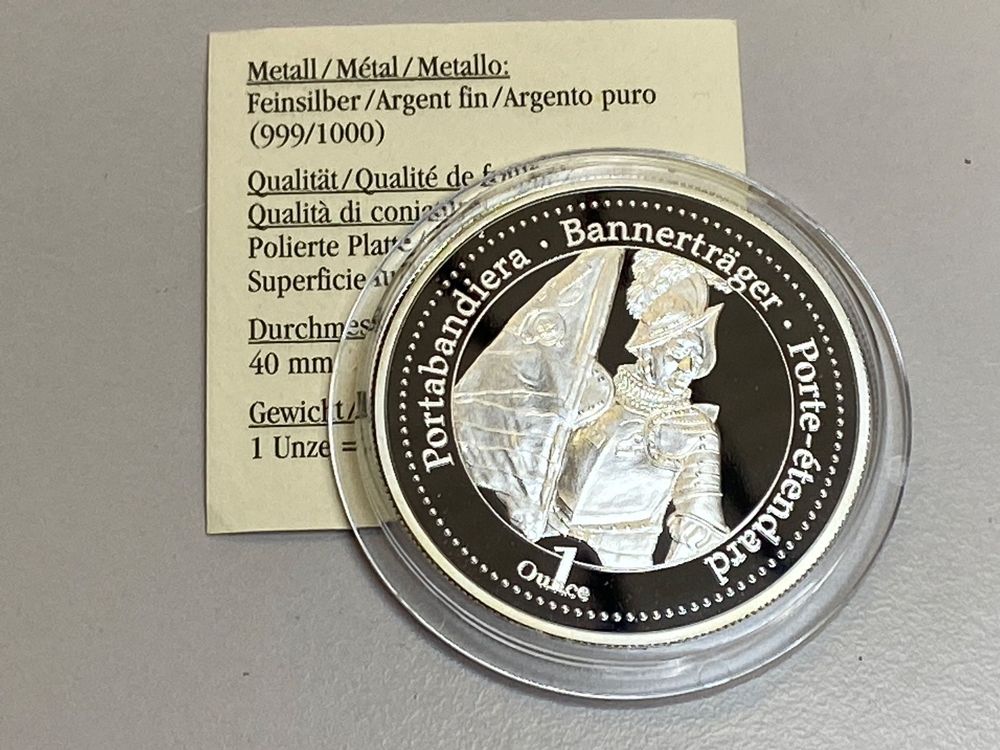 1 Unze Silber Schweizer Garde Bannerträger (Neu und originalverpackt) in Herisau für CHF 74 ...