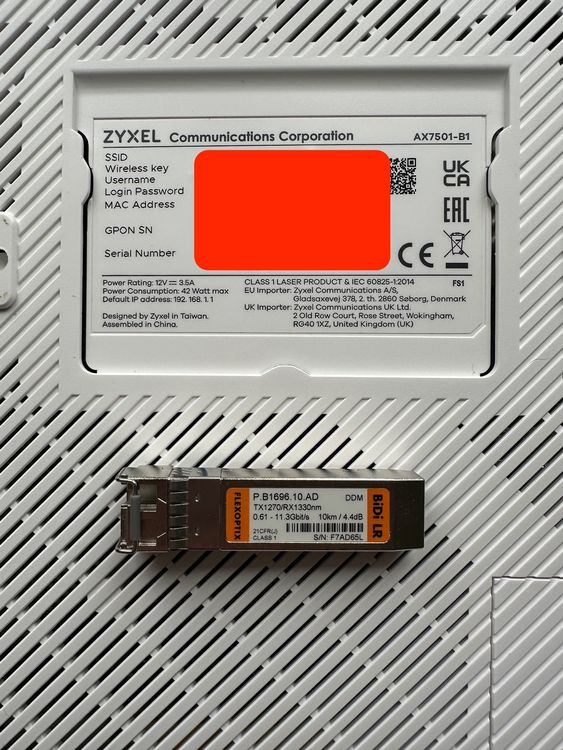 Zyxel AX7501-B1 10G Fiber Router, WiFi6 inkl. SFP+ Optik (Neu (gemäss ...