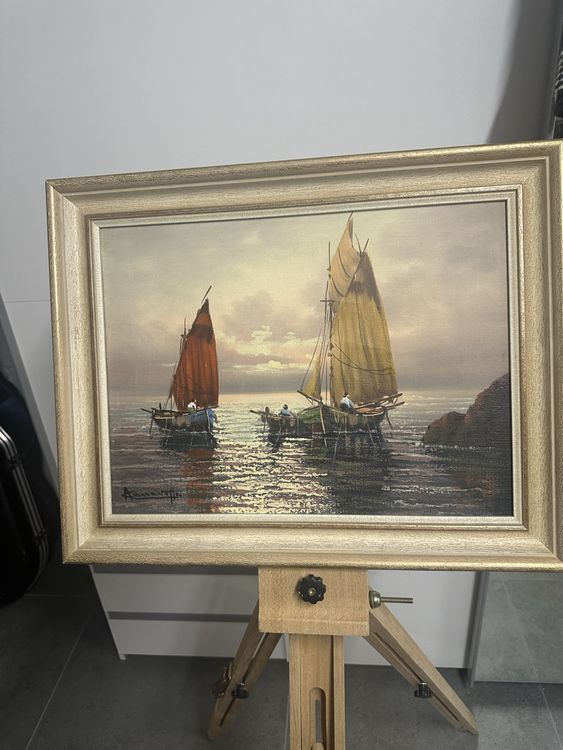 Schönes Ölgemälde - Fischerboote im Sonnenuntergang (Gebraucht) in Nebikon für CHF 72 – mit ...