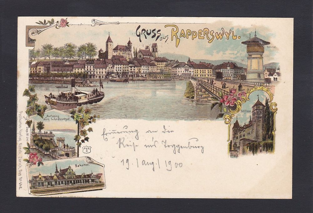 RAPPERSWIL, 4-Bild Litho, 1900 (Gebraucht) in Wikon für CHF 8 – mit Lieferung auf Ricardo kaufen