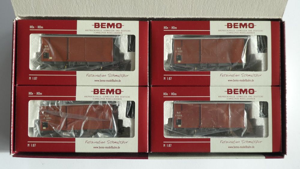 Bemo H0m; Viererset RhB-Güterwagen braun; Art.-No. 7494 110 | Kaufen ...