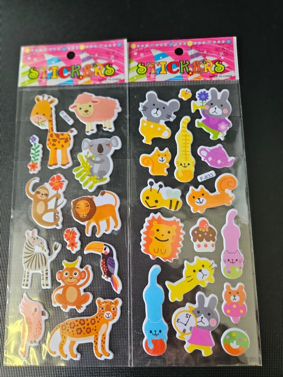5 Bogen Sticker Aufkleber Etiketten süsse Tiere Basteln (Neu und ...