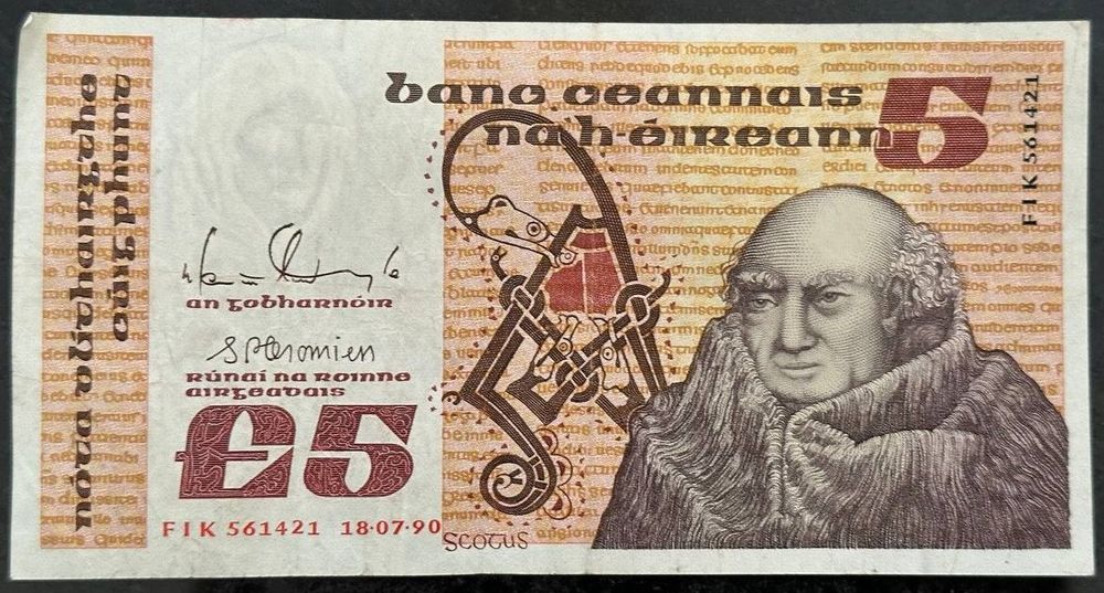 Seltene Irland 5 Pfund Note - Antik Geldschein Sammlerstück (Gebraucht ...