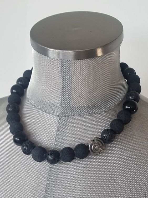 echte LAVASTEIN Kette 41cm mit Edelstahlverschluss (Gebraucht) in ...